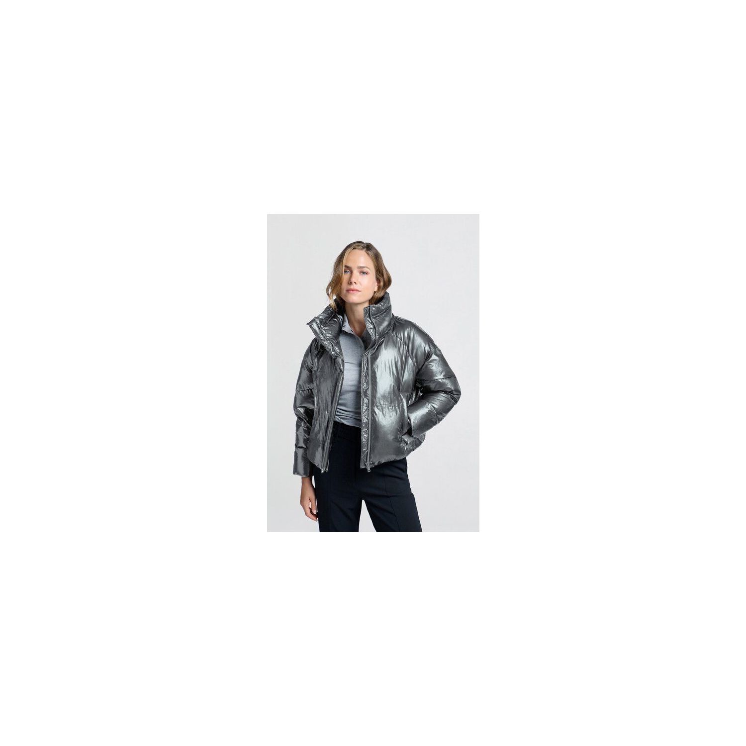 Yaya oversized cropped puffer jacket silver online kopen! | Van Alphen ...